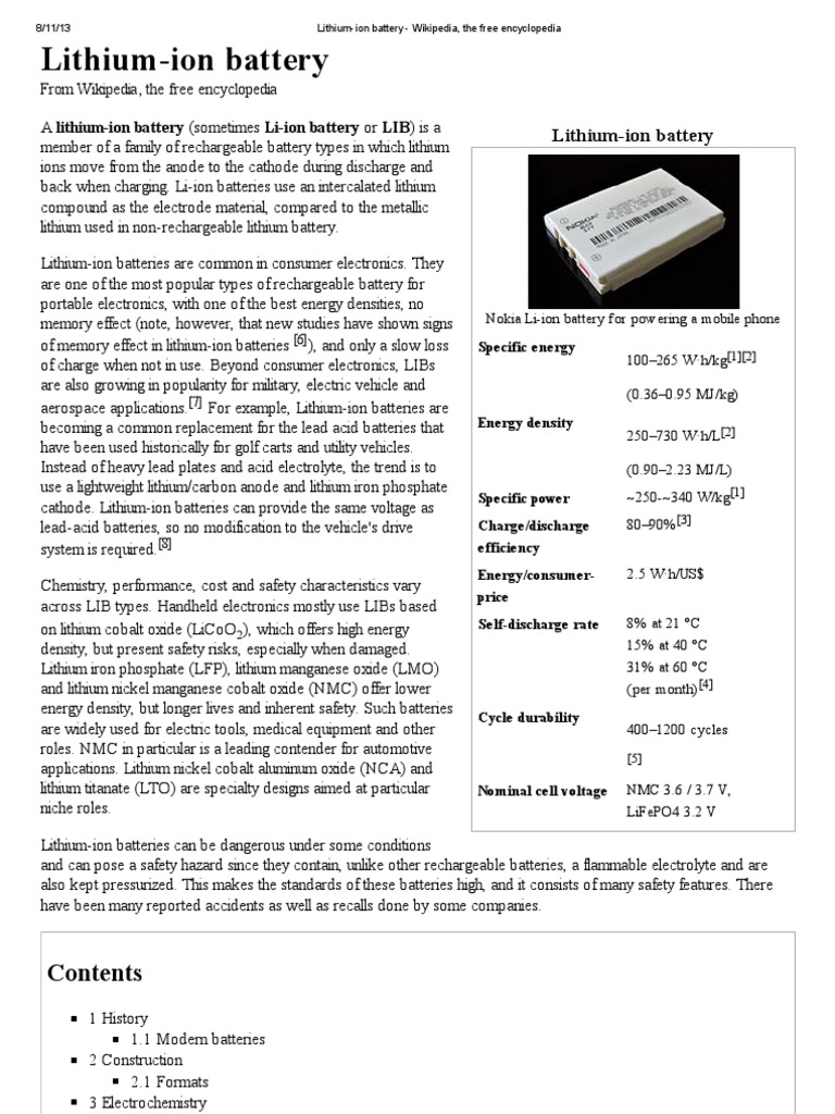 Lithium-Ion Battery - Wikipedia, The Free Encyclopedia | Lithium Ion ...