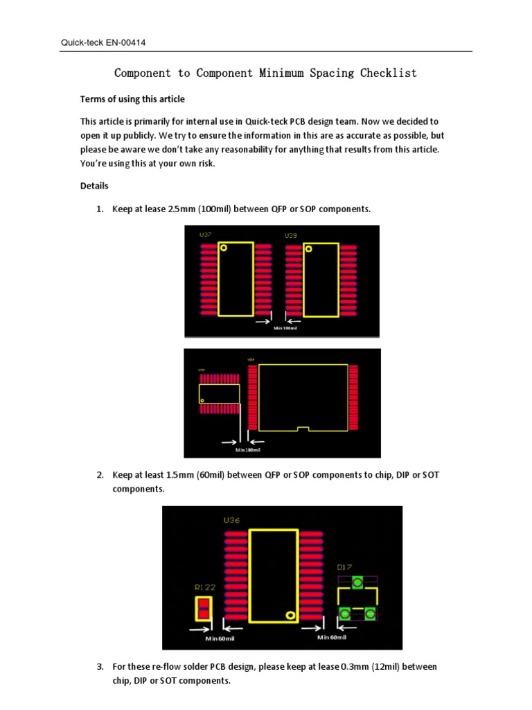 Component Minimum Distance Checklist | PDF