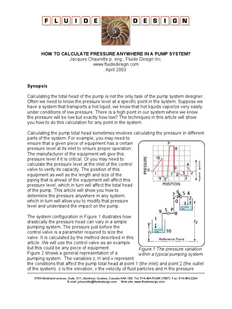 How to Calculate Pressure Anywhere in a Pump System | Pump | Pressure