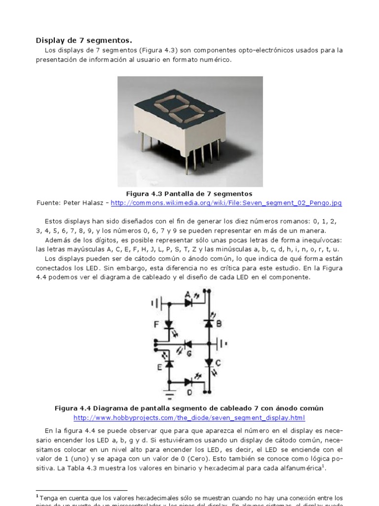 Display de 7 Segmentos - PIC | PDF | Condensador | Diodo emisor de luz