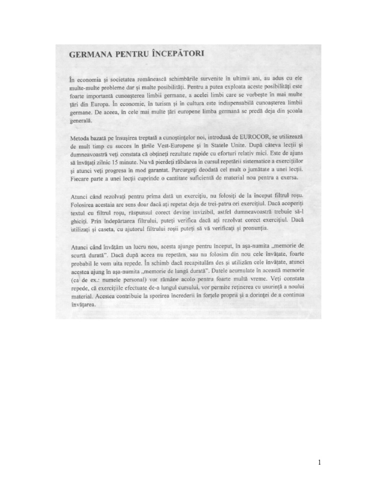 Lectii Limba Germana 1.2 | PDF
