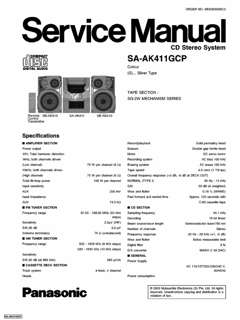 Panasonic SA-AK411 | PDF