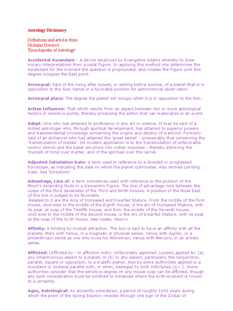 Astrology Dictionary | PDF | Astrological Sign | Zodiac