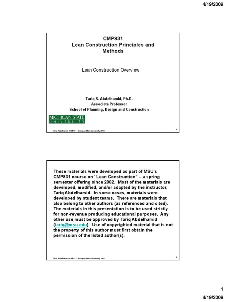 Introduction To Lean Construction | PDF