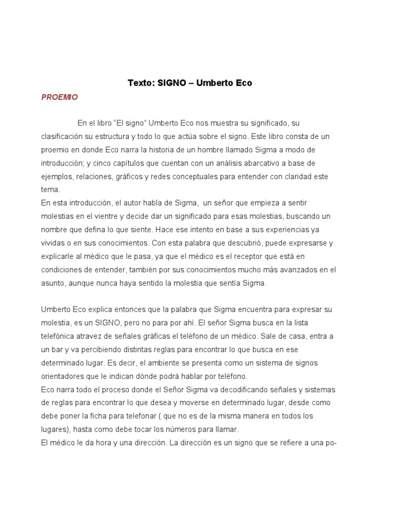 Umberto Eco - Proemio | PDF | Sociedad | Palabra