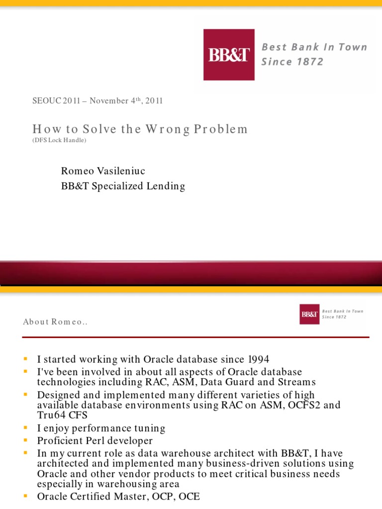 SEOUC - How To Solve The Wrong Problem | PDF | File System | Oracle ...