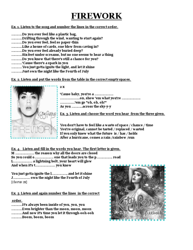 ESL Listening Exercise: "Firework" | PDF