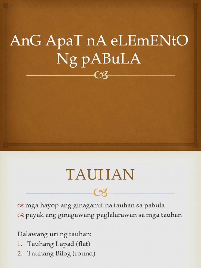 Ang Apat Na Elemento NG Pabula | PDF