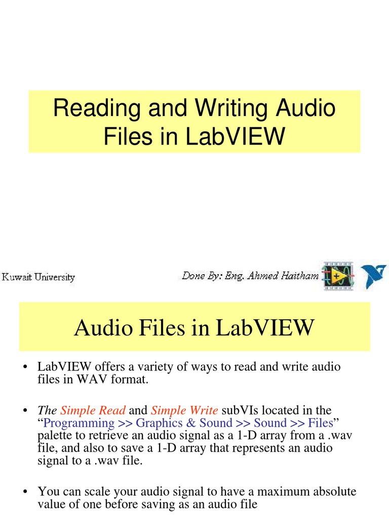 Reading and Writing Audio Files in LabVIEW | PDF | Sound Recording And ...