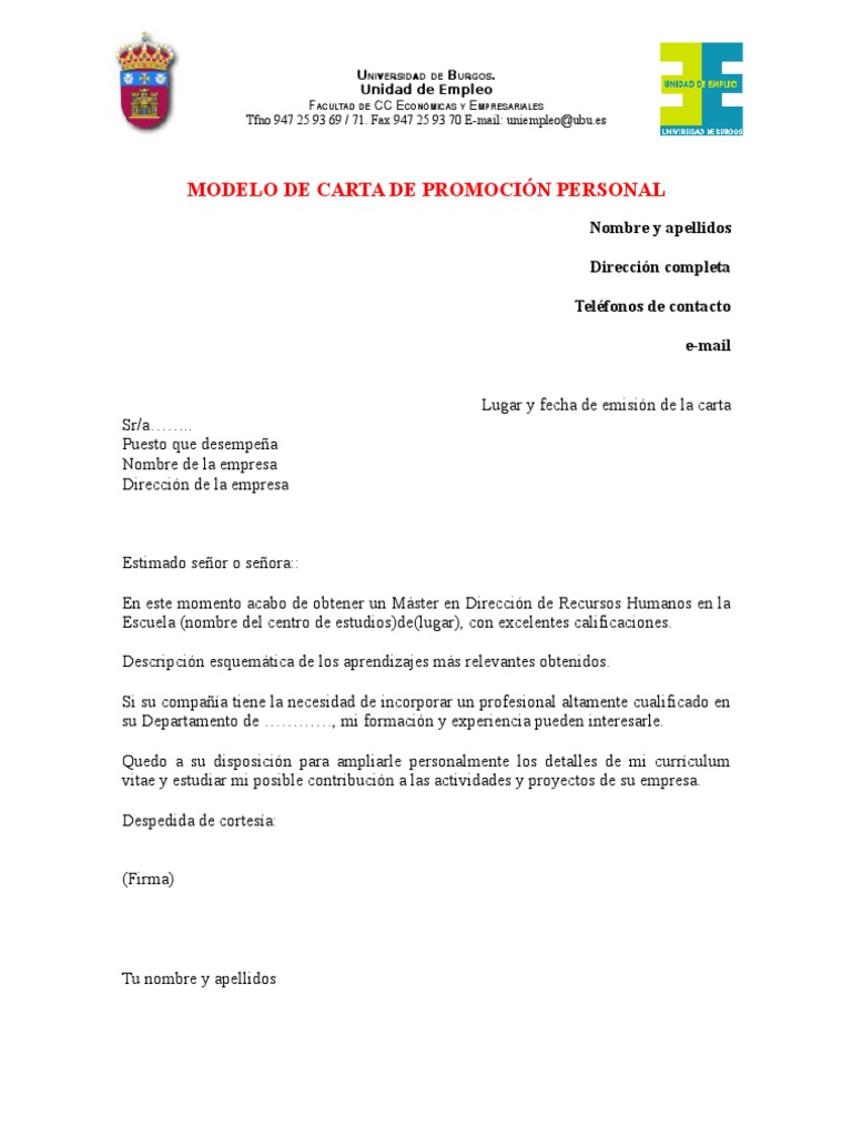 Carta de Promocion | PDF