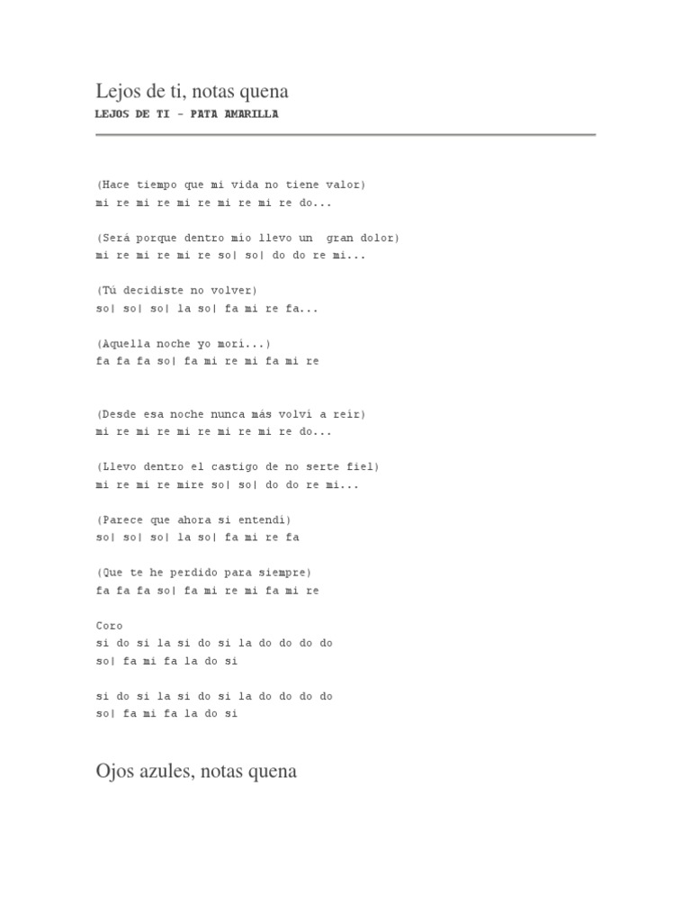 Notas de Quena para Canciones Populares | PDF | Naturaleza | Science