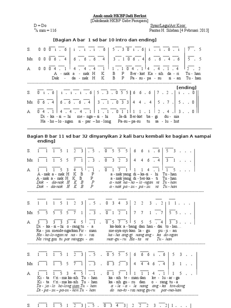 Mars Anak2 HKBP (Teks Lagu) | PDF