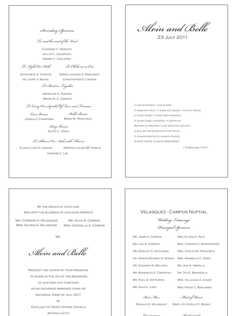 Alvin and Belle Nuptial Final Wedding | PDF