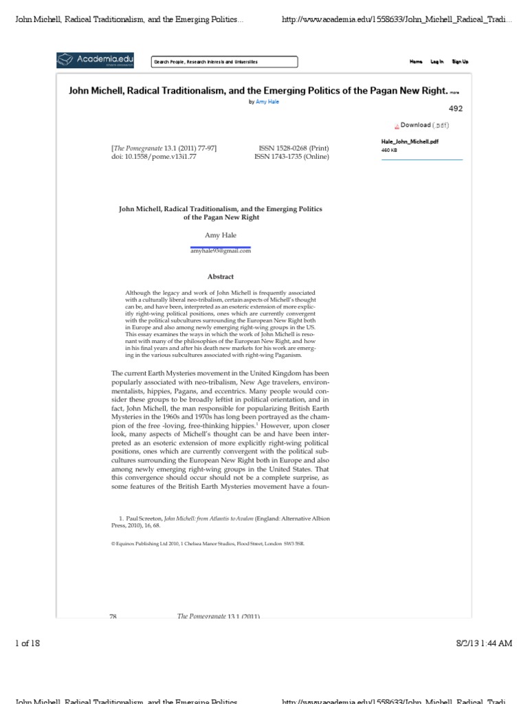 John Michell, Radical Traditionalism, and The Emerging Politics of The ...