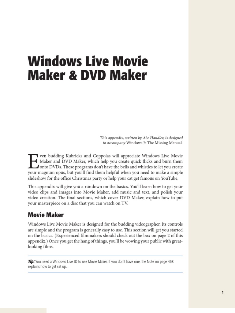 Windows Live Movie Maker DVD Maker | PDF | Dvd | Windows 7