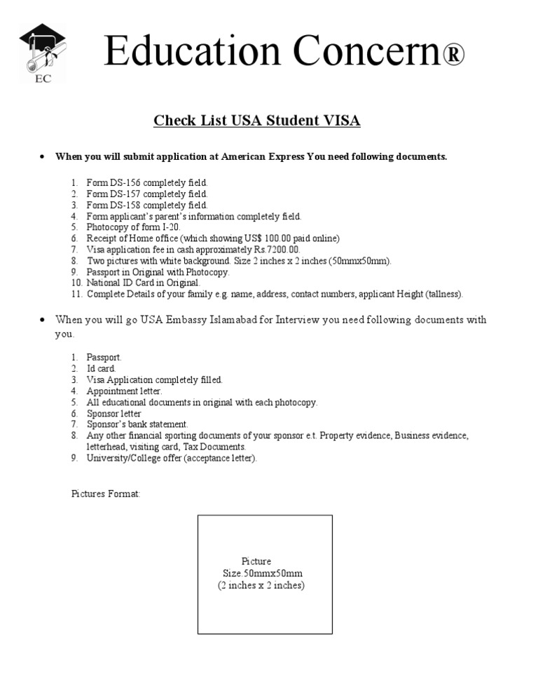 Check List USA Student VISA | PDF