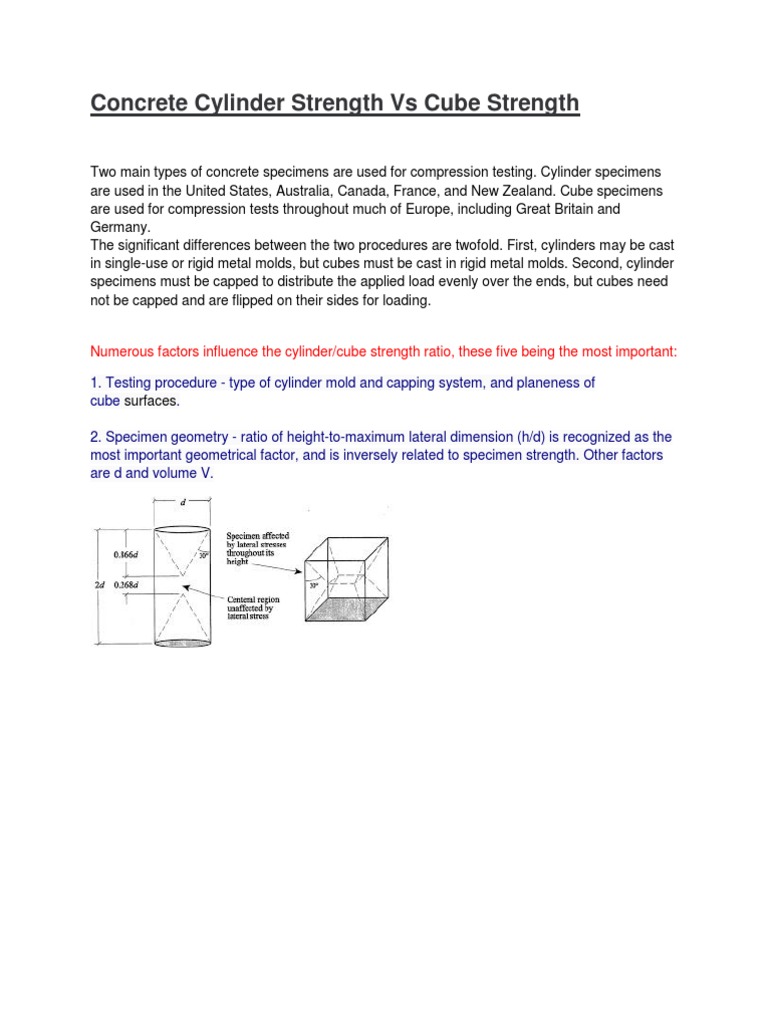Cube vs Cylinder Strength Analysis | PDF