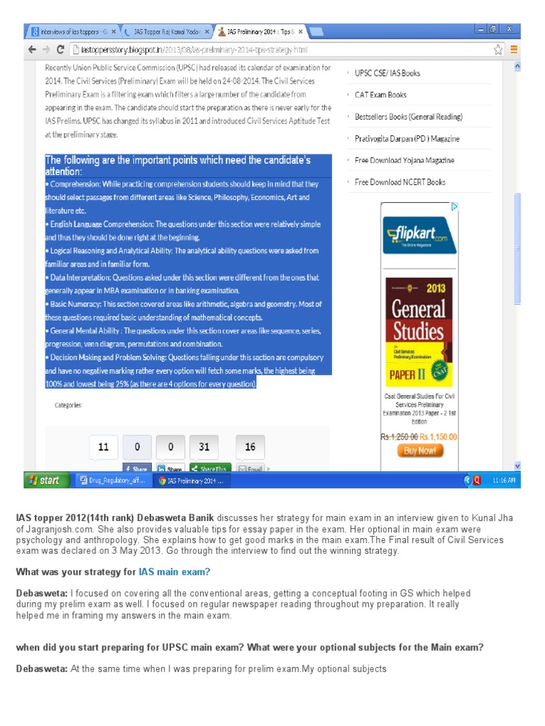 IAS Topper 2012 | PDF | Sleep | Test (Assessment)