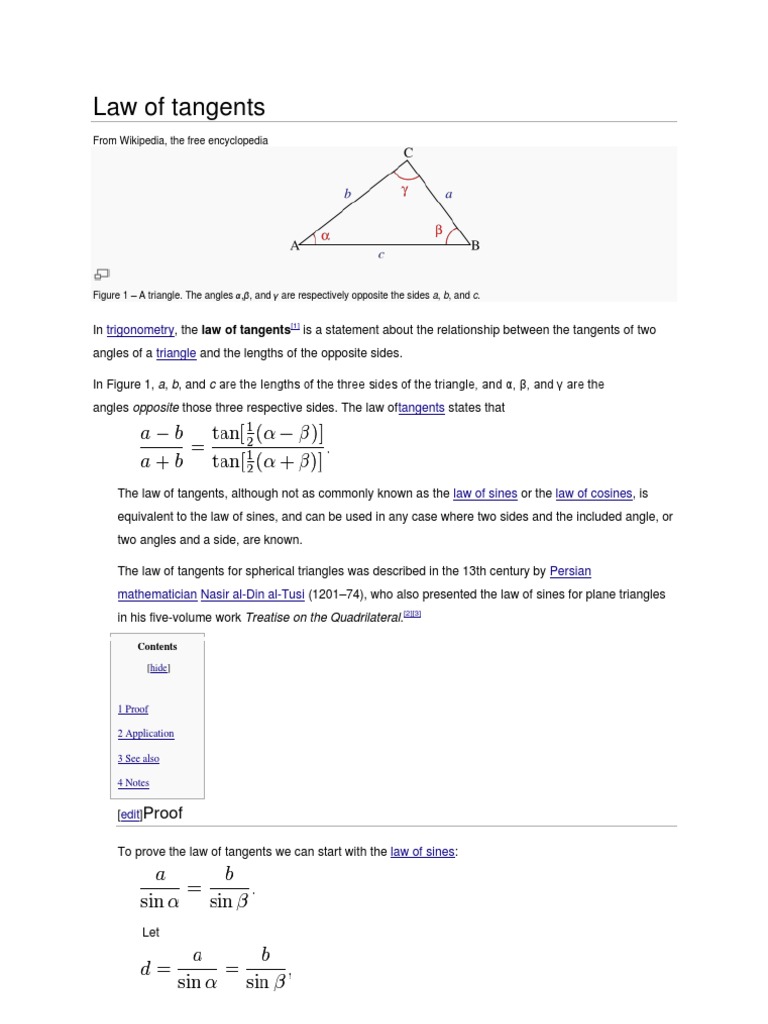 Law of Tangents | PDF