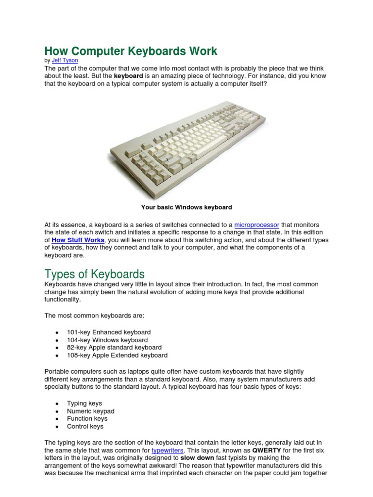 How Computer Keyboard Works | PDF