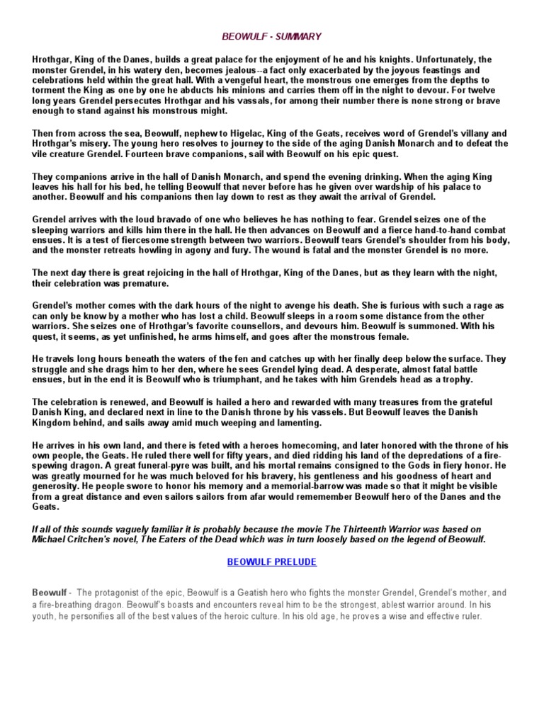 Beowulf summary | Odysseus | Agamemnon