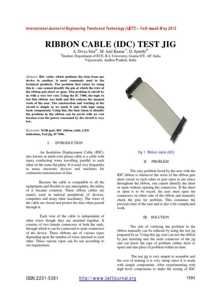 Ribbon Cable (Idc) Test Jig | PDF | Electronic Circuits | Electrical ...