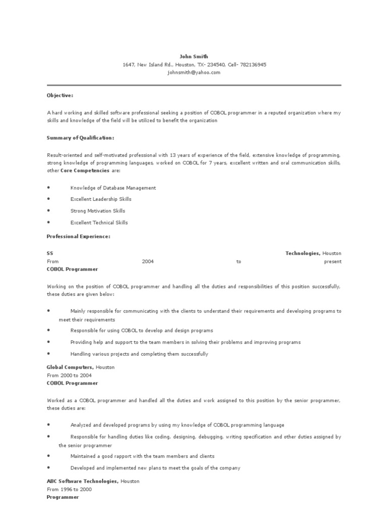 John Smith Resume | PDF | Programmer | Computer Program