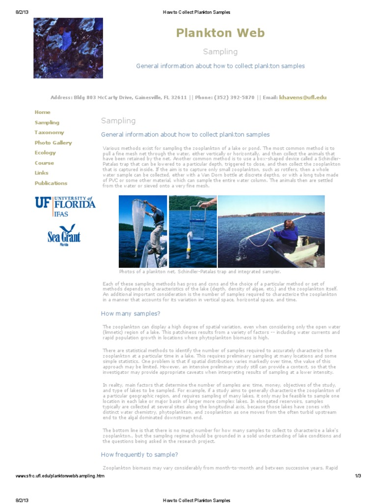 Plankton Sampling Techniques Guide | PDF | Plankton | Sampling (Statistics)
