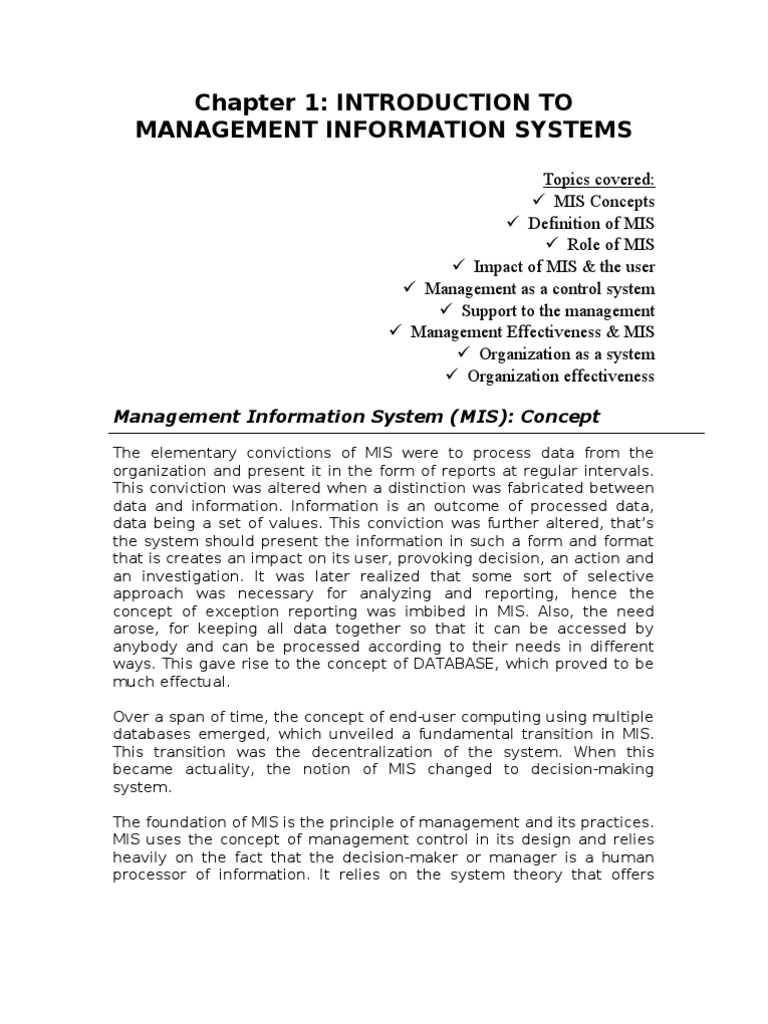 Overview of Management Information Systems | PDF | Goal | System