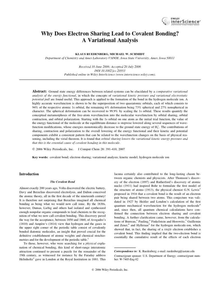 Electron Sharing and Chemical Bonding | PDF | Atomic Orbital | Chemical ...