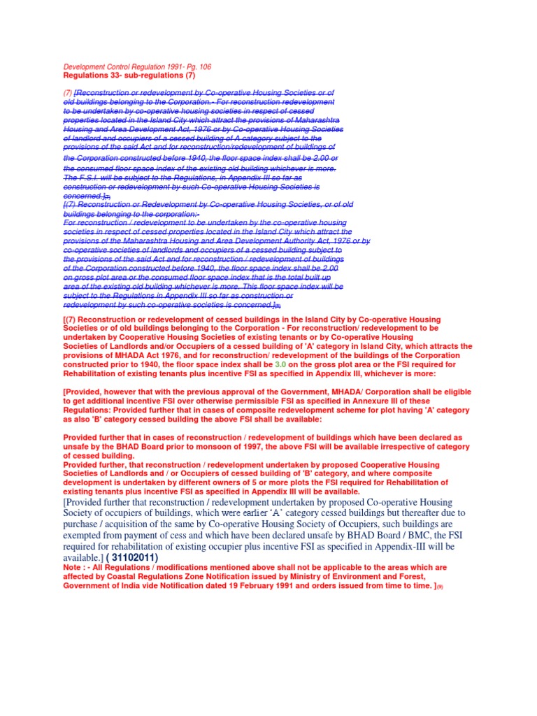Development Control Regulation 1991-Pg. 106 | PDF | Cooperative | Landlord