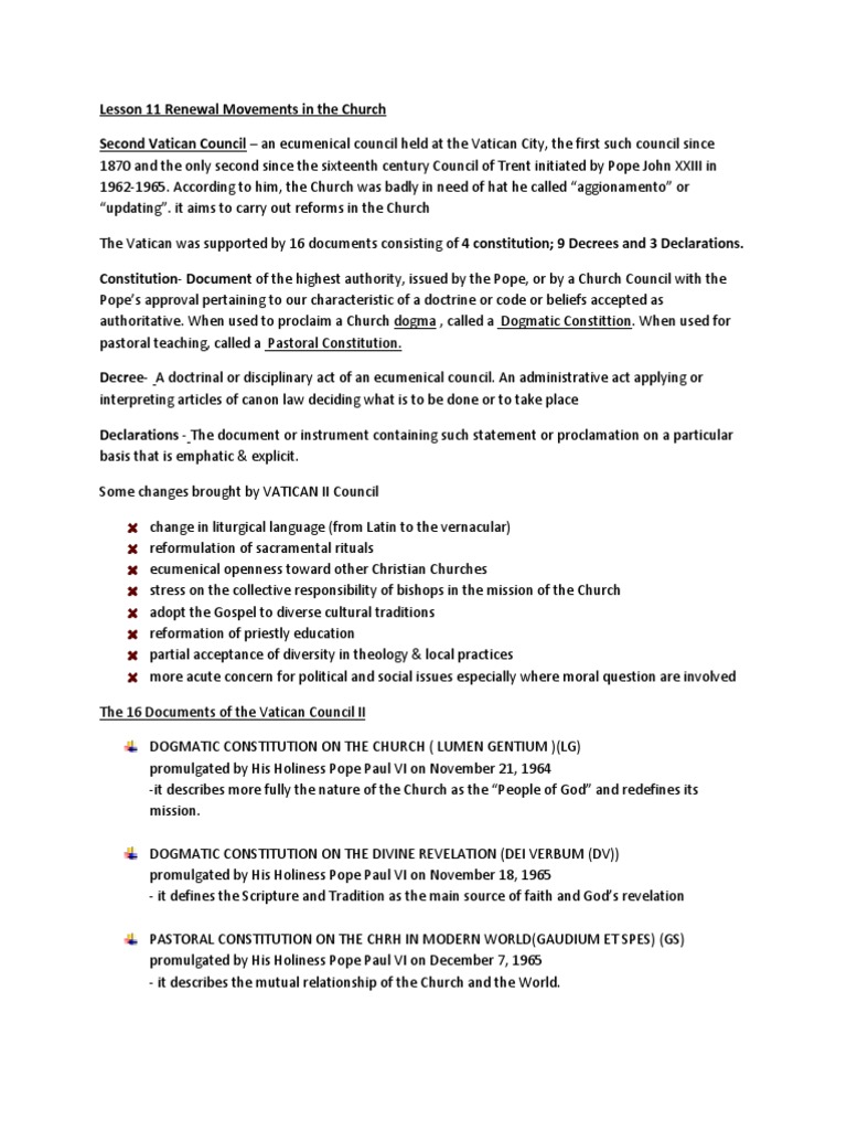 The 16 Documents of the Vatican Council II | Second Vatican Council ...