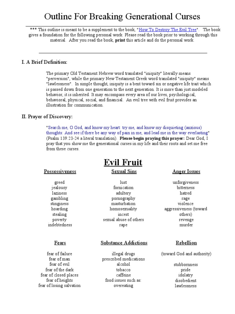 Gen Curses Workbook | PDF | Sin | Grace In Christianity