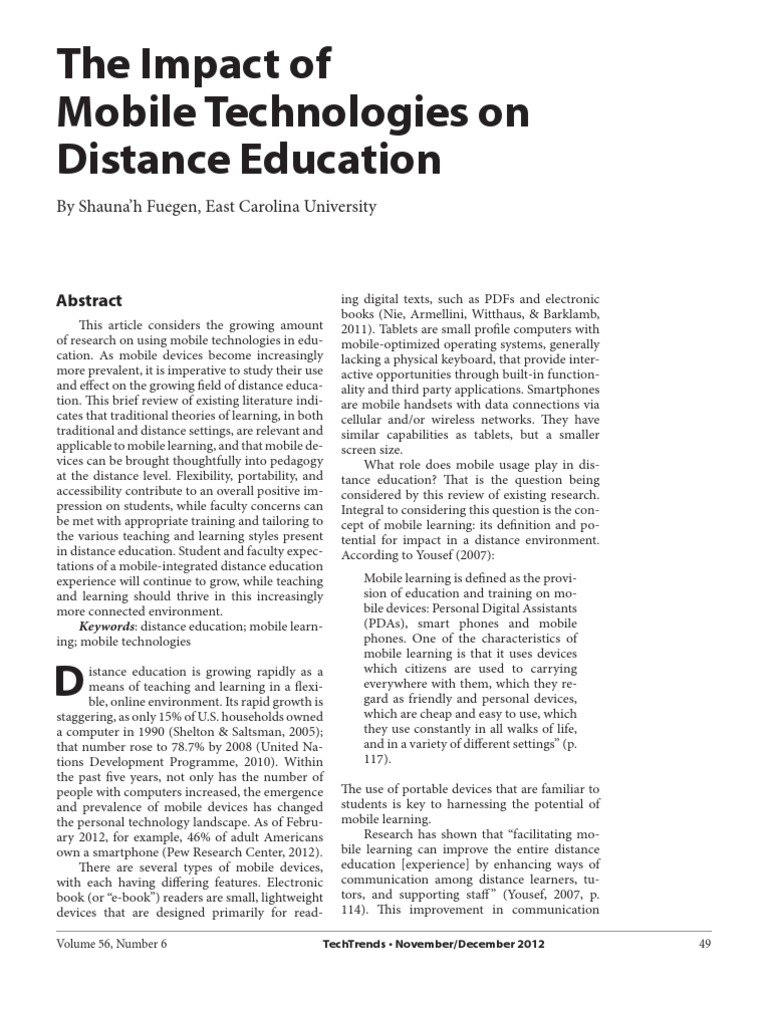 The Impact of Mobile Technologies On Distance Education | PDF ...