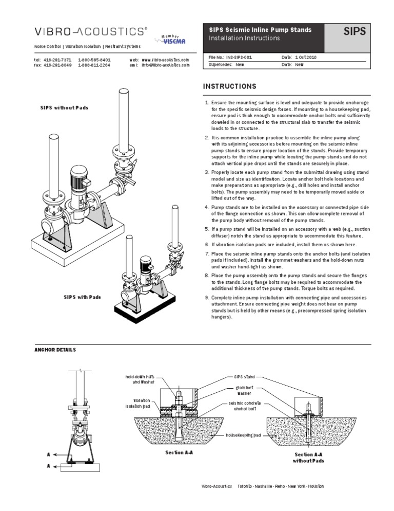 Seismic Inline Stand Installation | PDF | Anchor | Pump