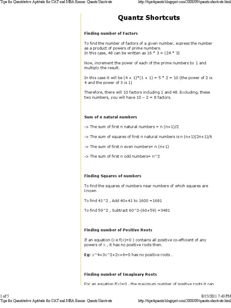 Quantitative Aptitude Shortcuts Guide | PDF | Triangle | Circle