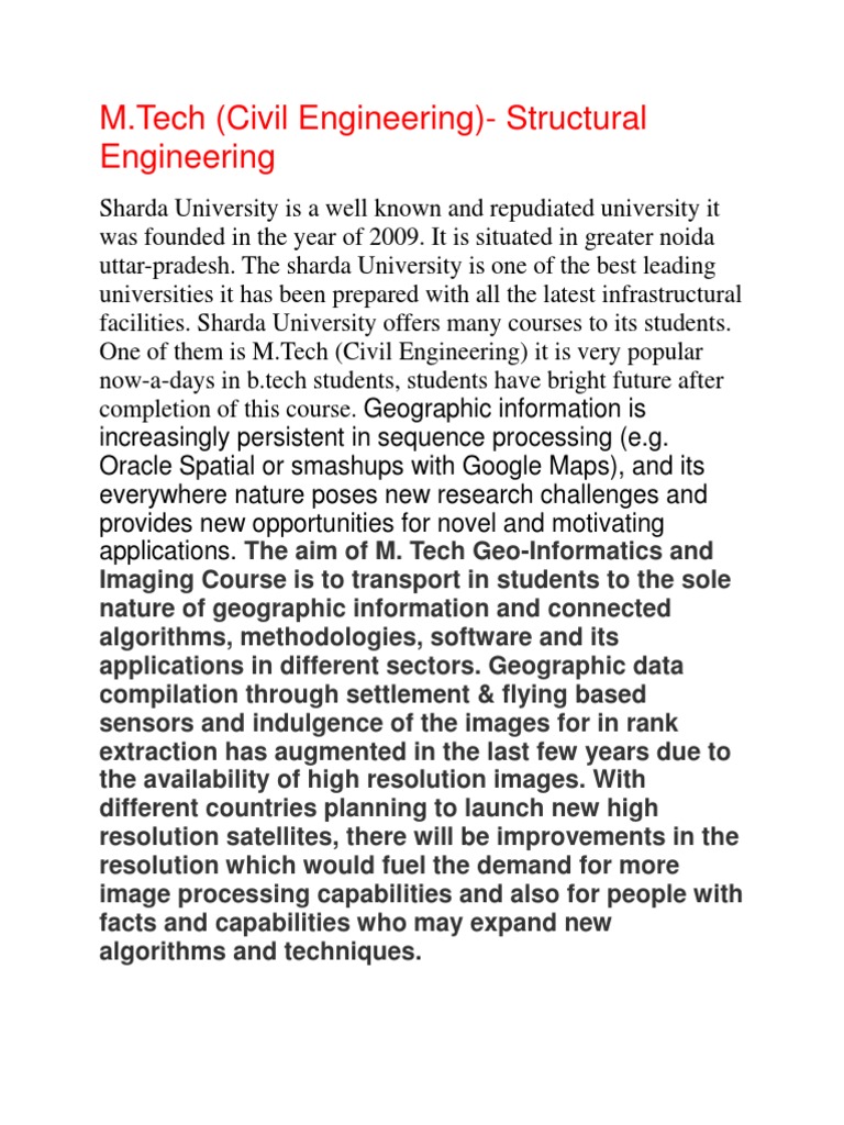 (1-AUG-13) M.tech (Civil Engineering) | PDF | Civil Engineering ...