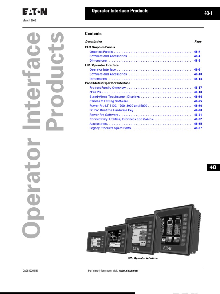 Operator Interface Products 48-1: March 2009 | PDF | Power Supply | User Interface