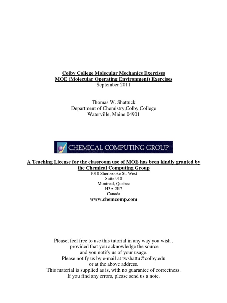 MOE Molecular Mechanics Guide | PDF | Conformational Isomerism | Force ...