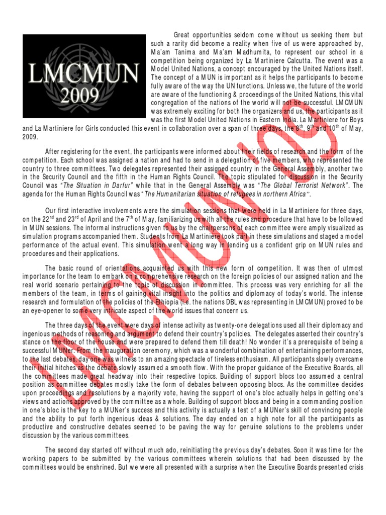 LMCMUN Report - A Sample MUN Report | PDF | United Nations ...