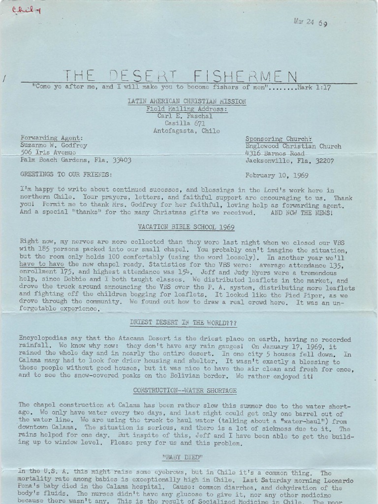 Paschal Carl Debbie 1969 Chile PDF | PDF | Baptism | Bolivia