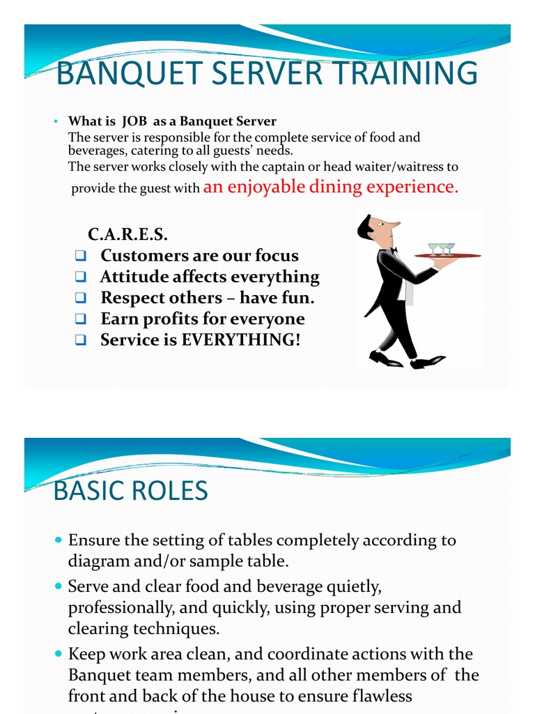 Banquet Server Basic Skill Training | PDF | Tableware | Food And Drink