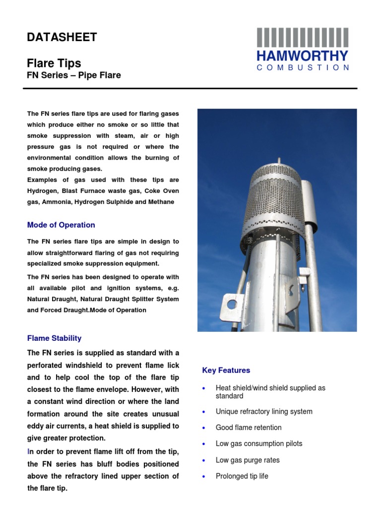 Datasheet Flare Tips: - FN Series - Pipe Flare | PDF | Chimney | Combustion