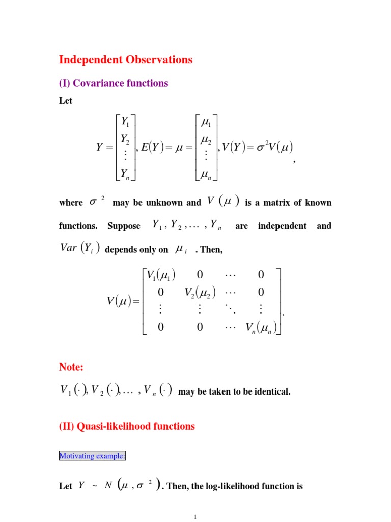 Independent Observations: (I) Covariance Functions | PDF | Vector Autoregression | Multivariate ...