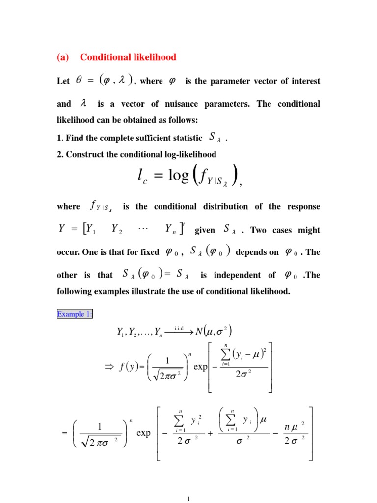 (A) Conditional Likelihood: Example 1 | PDF | Scientific Modeling | Econometrics