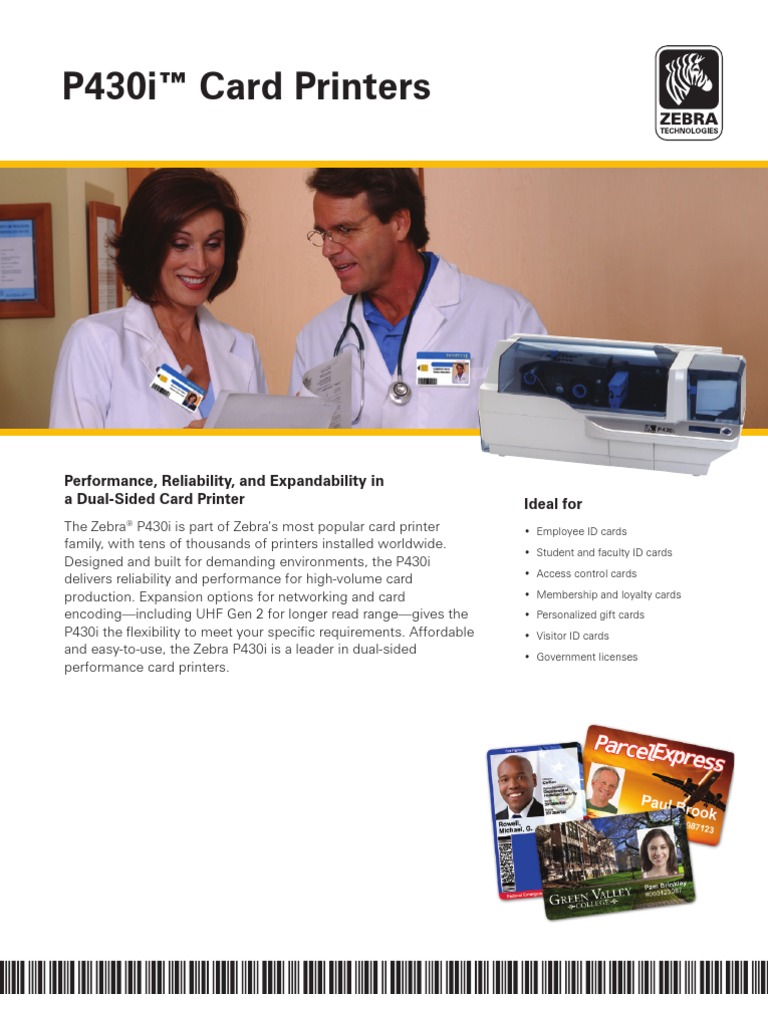 Zebra P430i Color Card Printer Brochure | PDF | Printer (Computing) | Usb