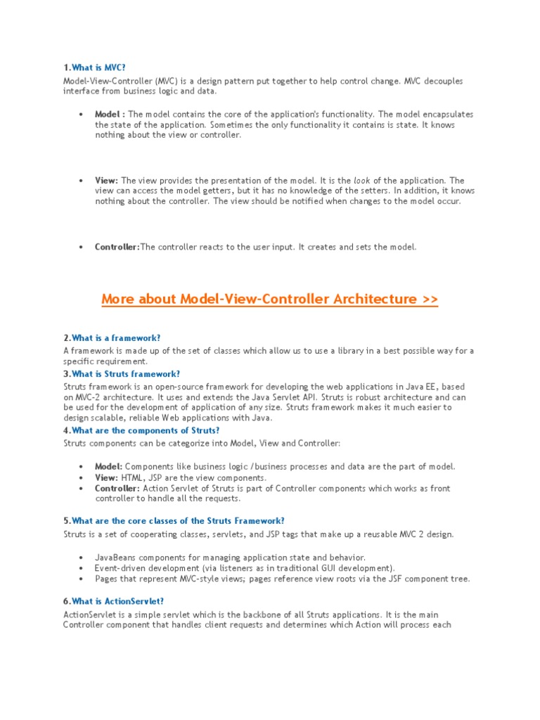More About Model-View-Controller Architecture : What Is MVC? | PDF | Model–View–Controller ...