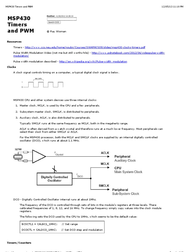 MSP430 Timers and PWM | PDF | Timer | Hertz