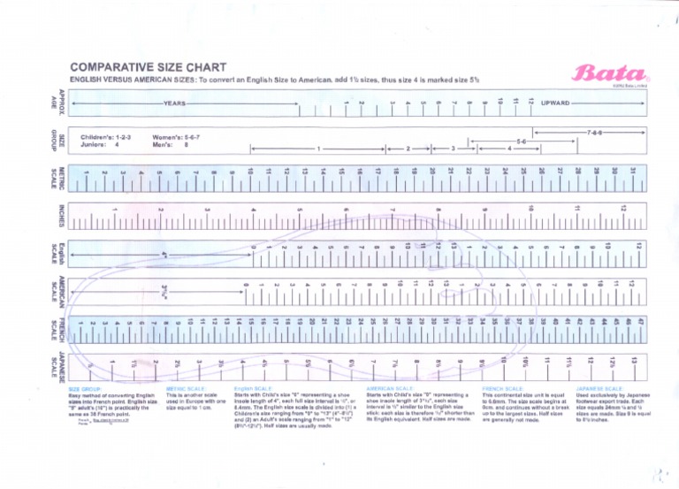 Bata Shoe Size Chart PDF | PDF