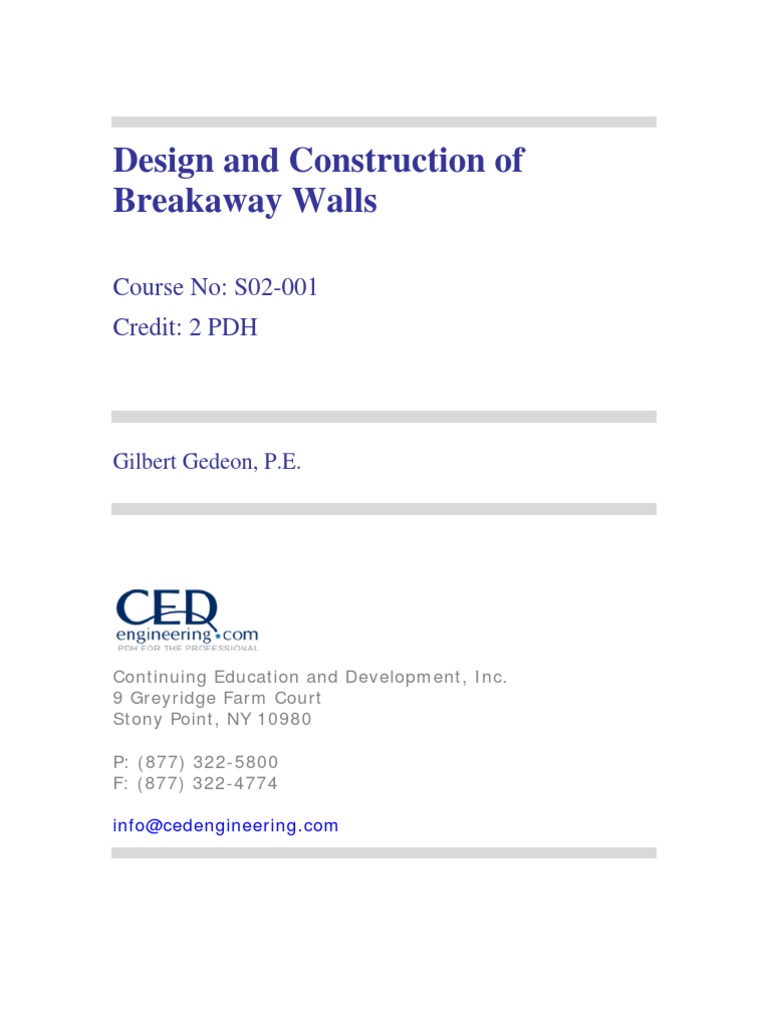 Design and Construction Guidance for Breakaway Walls Below Elevated ...